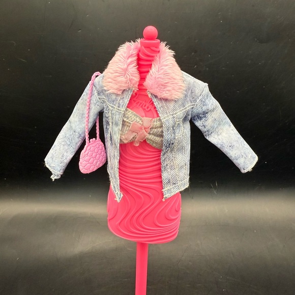 Barbie | Toys | 99s Barbie Pink Faux Denim Skirt Top Jacket Fashion ...